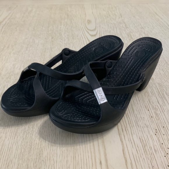 CROCS | Shoes | Crocs Womens Cyprus Heel Shoes Blackblack | Poshmark